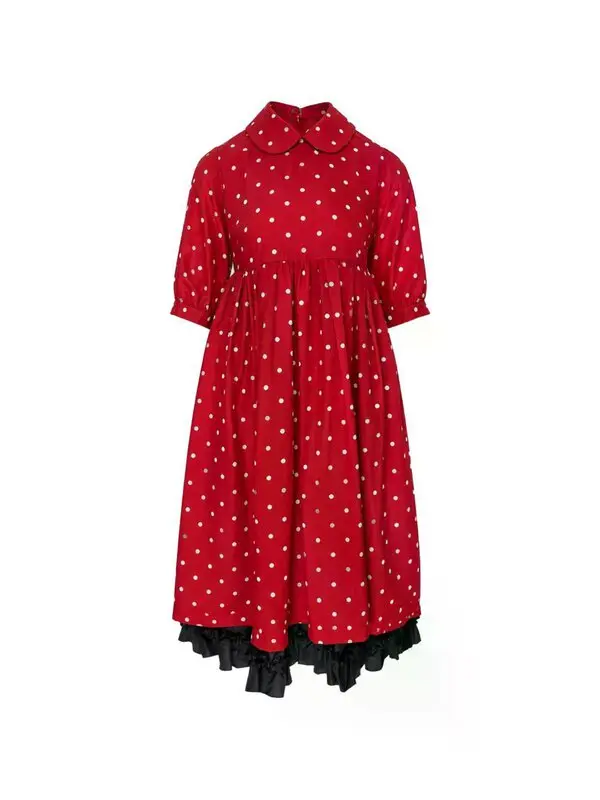 Comme Des Garçons Polka-dot Ruffled Midi Dress