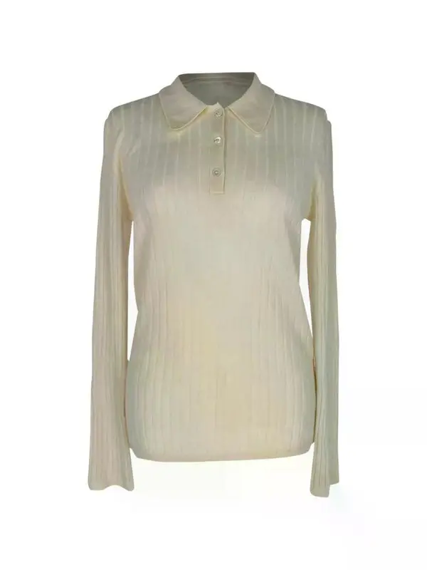 A.p.c. Ribbed-knit Long-sleeve Polo Shirt - Neutrals