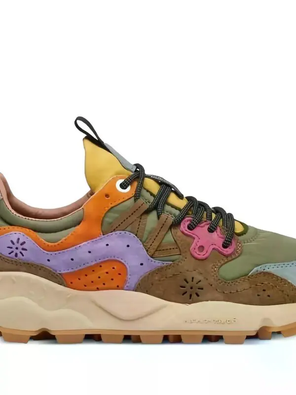 FLOWER MOUNTAIN Panelled Perforated Sneakers - Brown