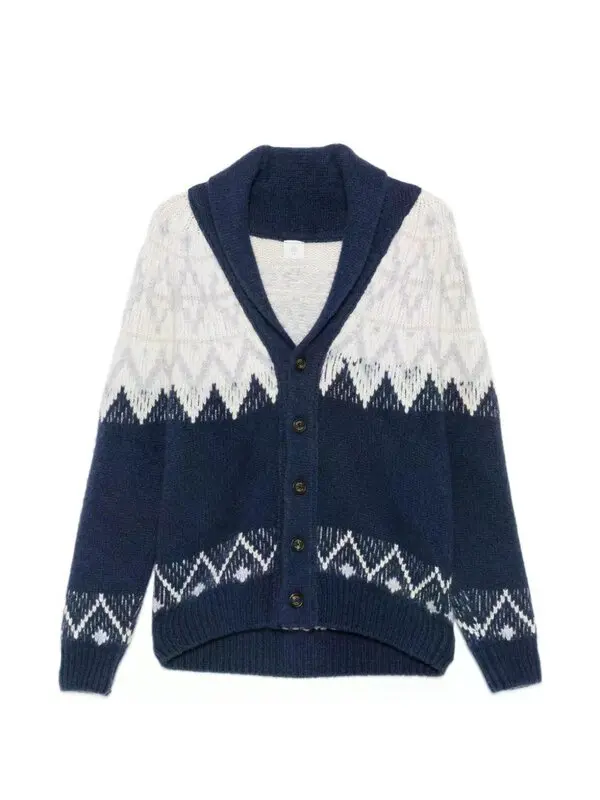 Eleventy Fair Isle-knit Shawl-collar Cardigan