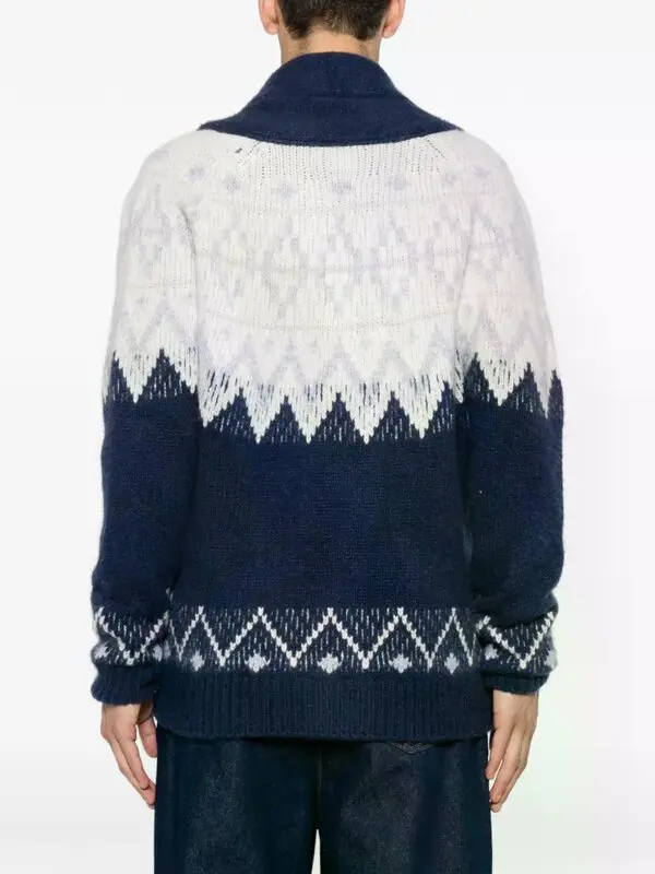 Eleventy Fair Isle-knit Shawl-collar Cardigan