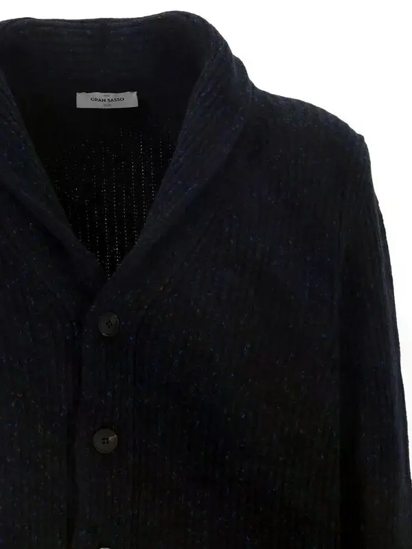 GRAN SASSO Ribbed Shawl-collar Cardigan