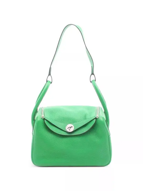 Hermès Clemence Leather Lindy Tote Bag - Green