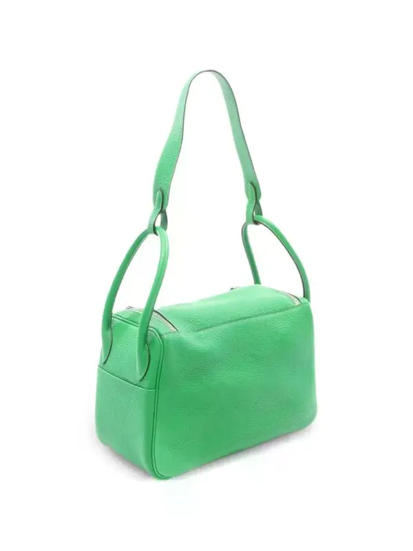 Hermès Clemence Leather Lindy Tote Bag - Green