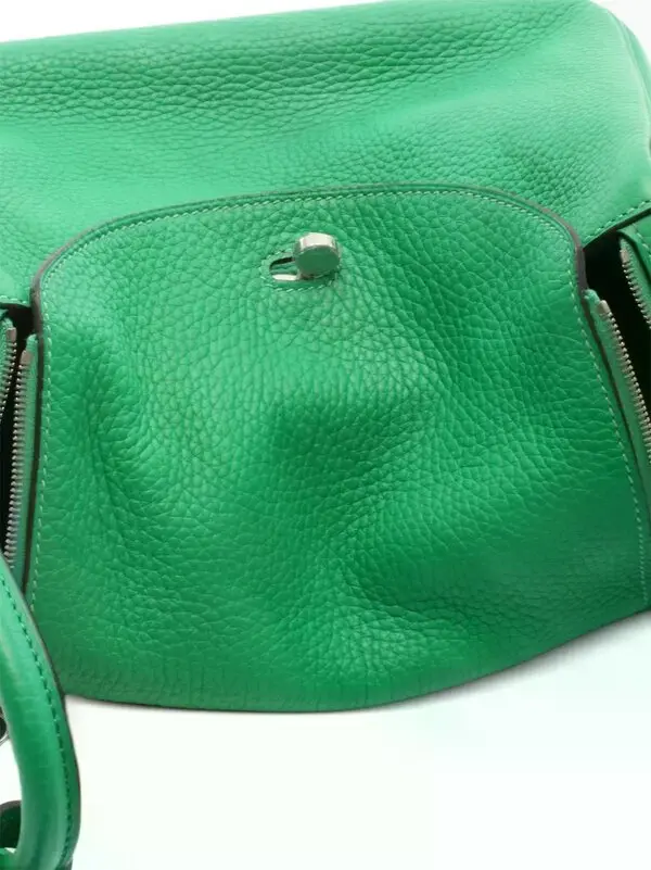 Hermès Clemence Leather Lindy Tote Bag - Green