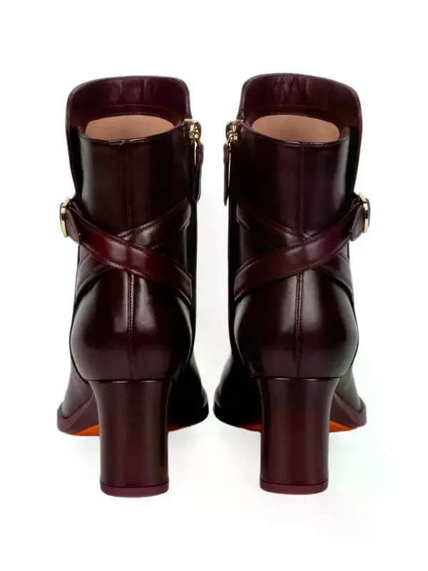 Santoni Buckle-strap Leather Ankle Boots