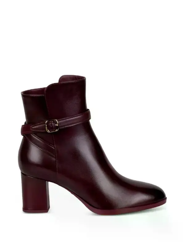 Santoni Leather Ankle Boots - Red