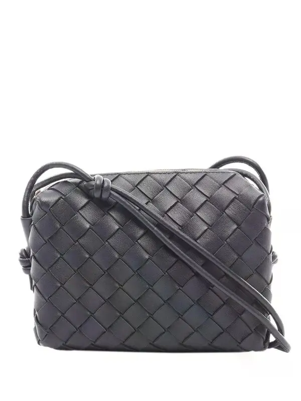Bottega Veneta 2012-2026 Mini Lambskin Intrecciato Loop Camera Bag Crossbody Bag - Blue
