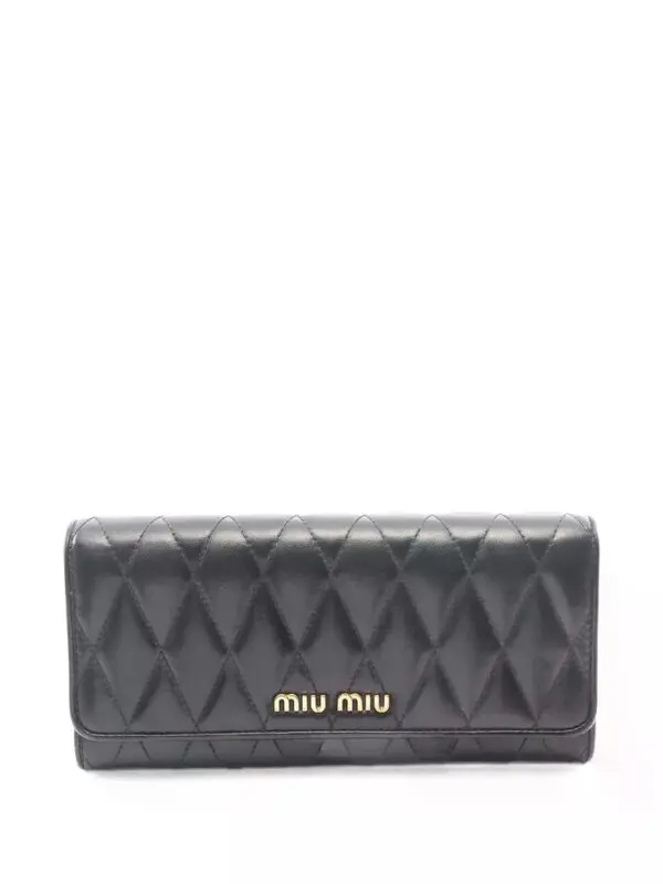 Miu Miu 2000s Matelassé Diamond-quilted Wallet - Black