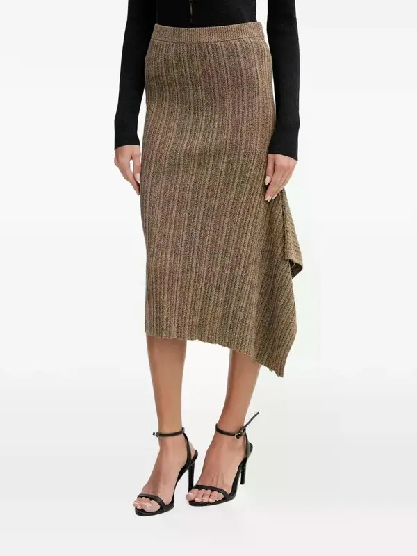 Sisley Ribbed Asymmetric Midi Skirt