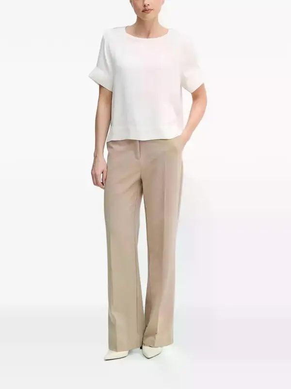 Sisley Round-neck Cuffed-sleeve T-shirt - White
