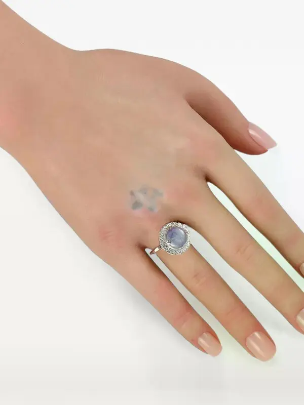 LB EXCLUSIVE Platinum Star Sapphire And Diamond Halo Ring - Silver