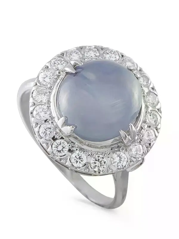 LB EXCLUSIVE Platinum Star Sapphire And Diamond Halo Ring