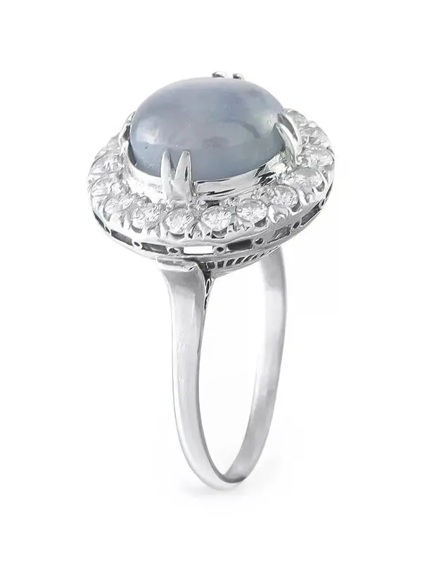 LB EXCLUSIVE Platinum Star Sapphire And Diamond Halo Ring