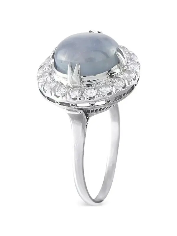 LB EXCLUSIVE Platinum Star Sapphire And Diamond Halo Ring