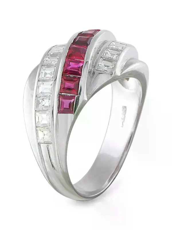 LB EXCLUSIVE Ruby And Diamond Crossover Ring