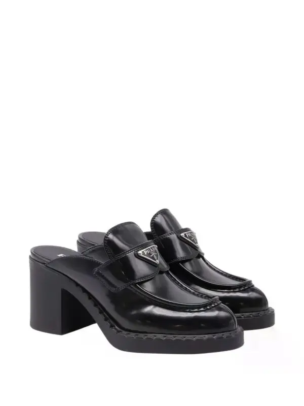 Prada Logo Block-heel Loafers