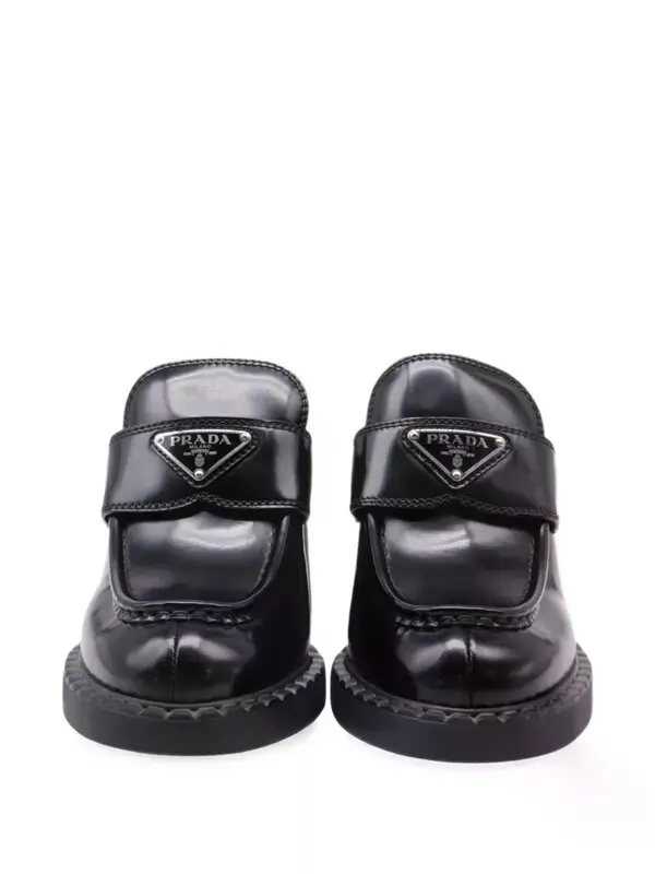 Prada Logo Block-heel Loafers