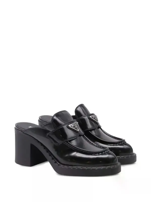 Prada Logo Block-heel Loafers - Black