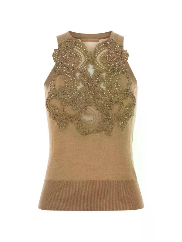 Ermanno Scervino Lace-embellished Bead-detailed Vest