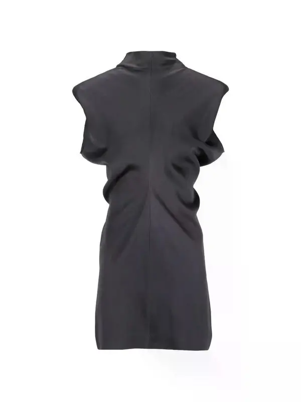 Federica Tosi Padded-shoulder Satin Mini Dress - Grey