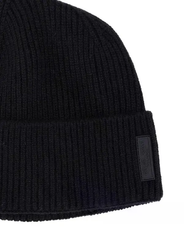 Giorgio Armani Cashmere Beanie Hat - Black