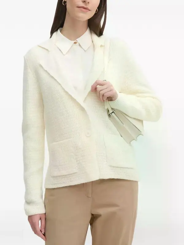 Sisley Textured-knit Notched-lapel Cardigan