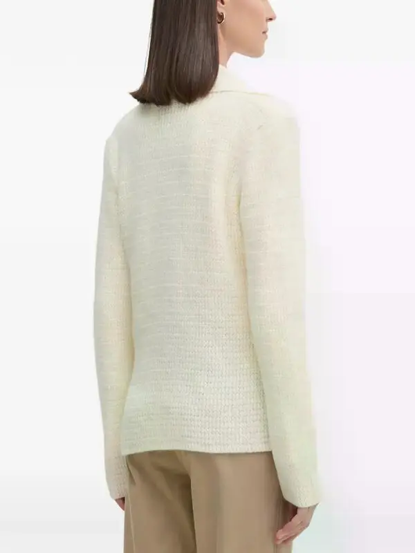 Sisley Textured-knit Notched-lapel Cardigan