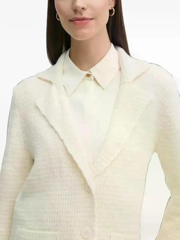 Sisley Textured-knit Notched-lapel Cardigan