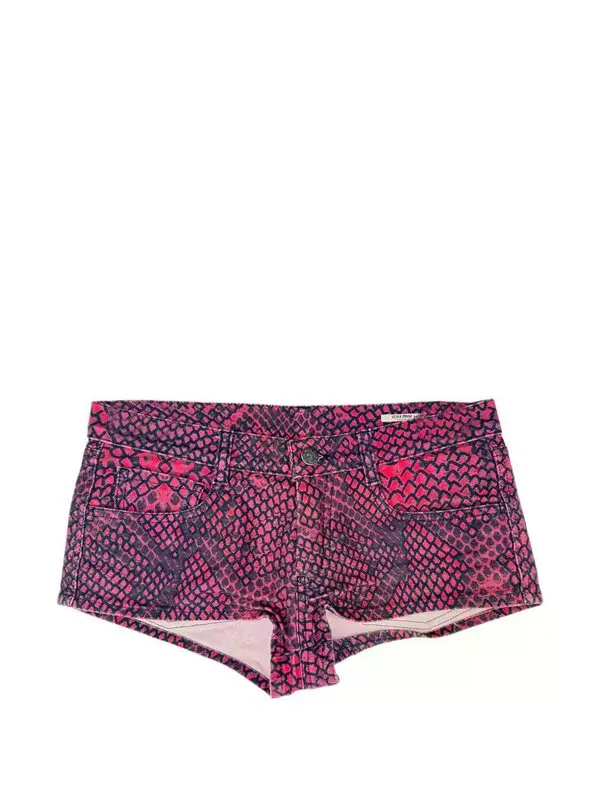 Miu Miu Snakeskin-print Mini Shorts - Red