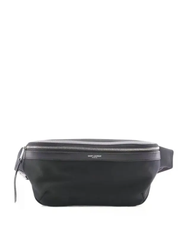 Saint Laurent 2020s Leather-trim Belt Bag - Black