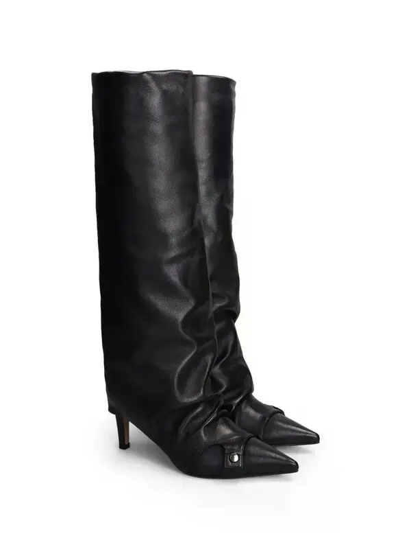 THE SELLER Pointed-toe Ruched Stiletto Boots