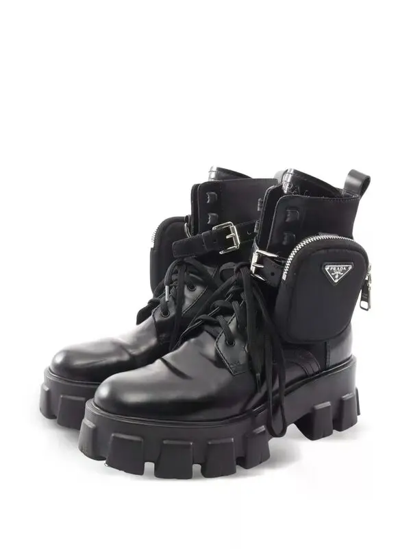 Prada 2000s Monolith Re-nylon Ankle Boots - Black