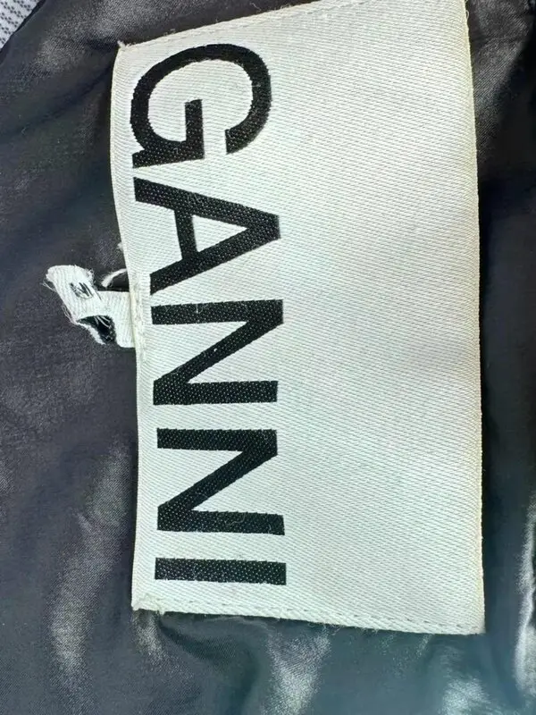 GANNI Diamond-quilted Zip-up Raincoat - Black