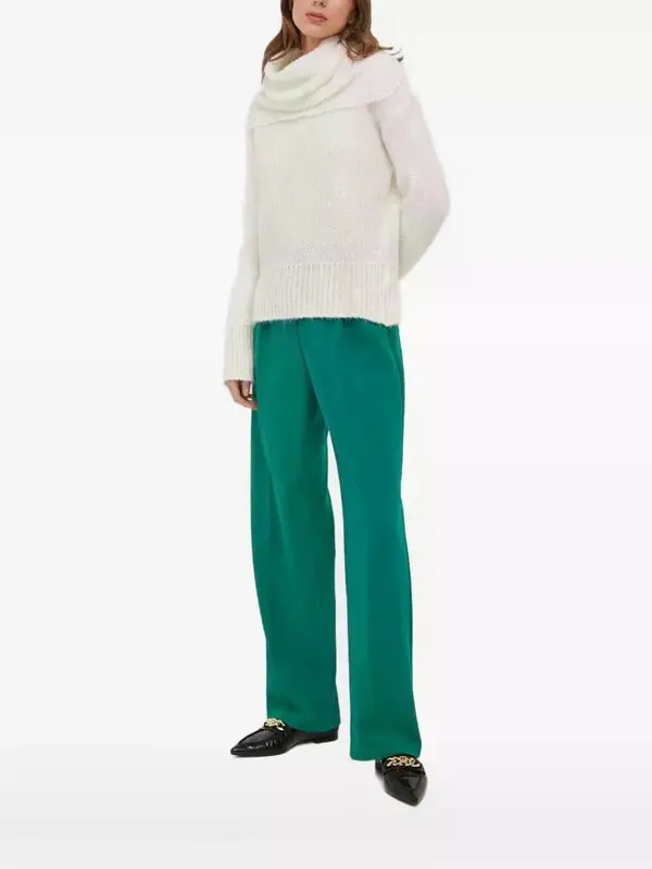 Sisley Off-the-shoulder Knitted Sweater - White