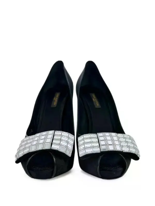 LOUIS VUITTON Crystal-embellished Peep-toe Pumps