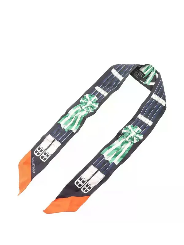 Hermès 2010s Jumping Twilly Ribbon Scarf - Black