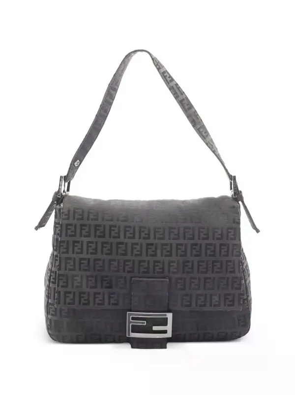 Fendi Zucchino Mamma Baguette Shoulder Bag - Grey
