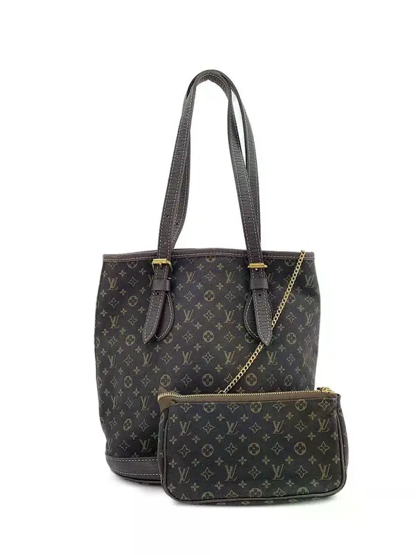 LOUIS VUITTON Monogram Mini Lin Bucket Tote Bag - Brown