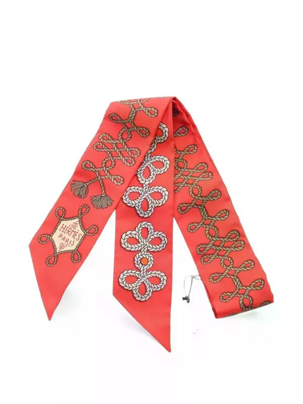 Hermès 2020s Galons Et Brandebourgs Ribbon Scarf - Red