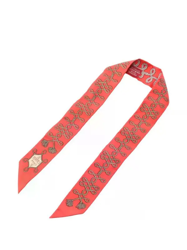 Hermès 2020s Galons Et Brandebourgs Ribbon Scarf - Red