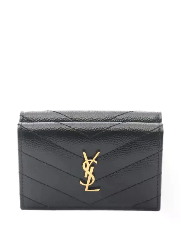 Saint Laurent 2020s Monogram Origami Trifold Wallet - Black