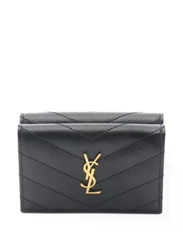 Saint Laurent 2020s Monogram Origami Trifold Wallet - Black