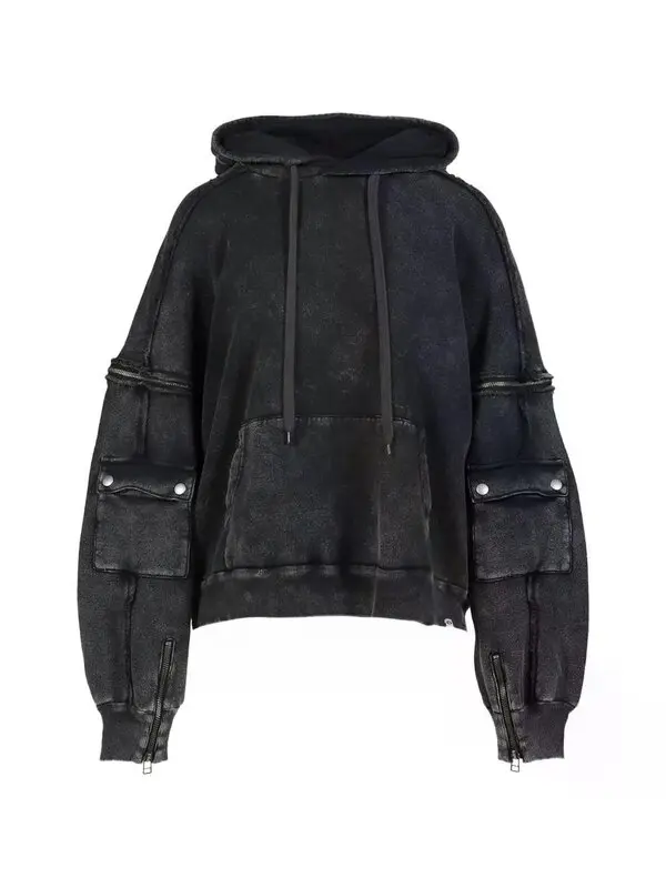 VIVAMUS Panelled Zip-detail Hoodie - Black