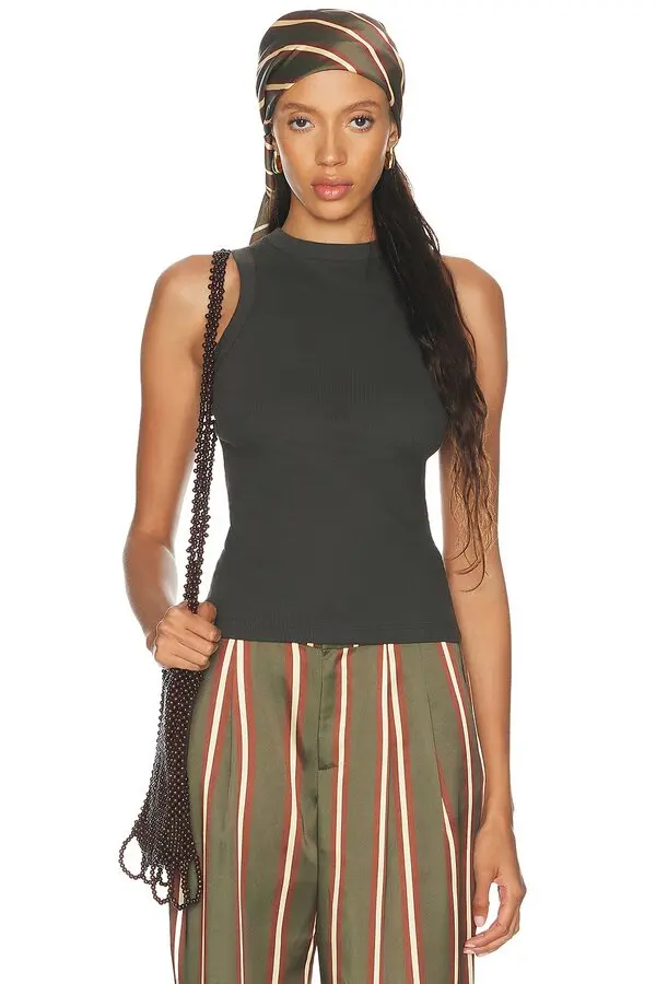 Enza Costa Cashmere Rib Tank Top - Umber