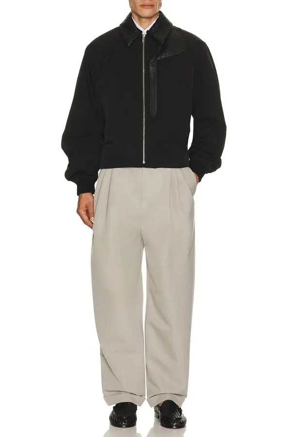 Bottega Veneta Nylon Cotton Tech Twill Blouson With Intrecciato Collar