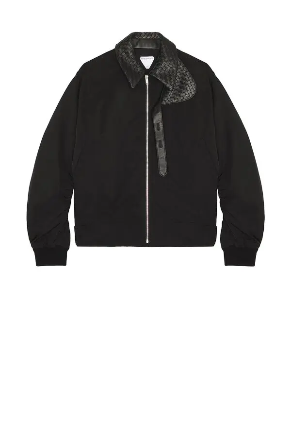 Bottega Veneta Nylon Cotton Tech Twill Blouson With Intrecciato Collar