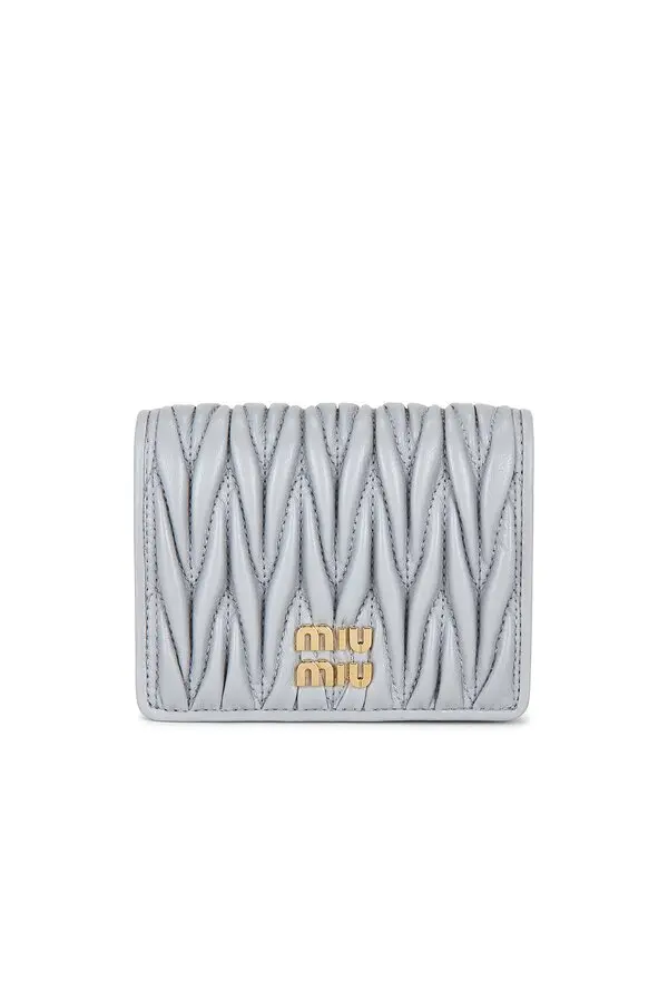 Miu Miu Matelasse Wallet In Baby Blue - Perla