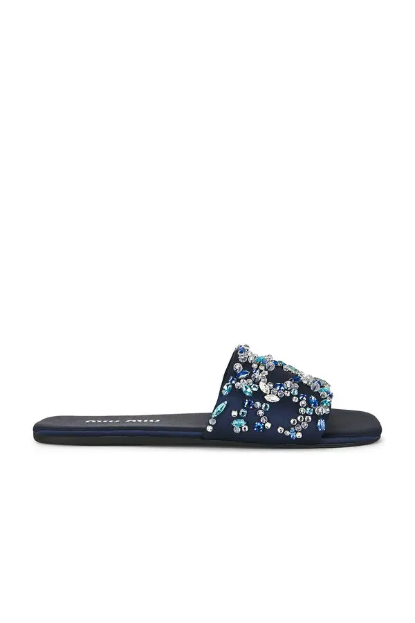 Miu Miu Embellished Silk And Wool Slide Sandals