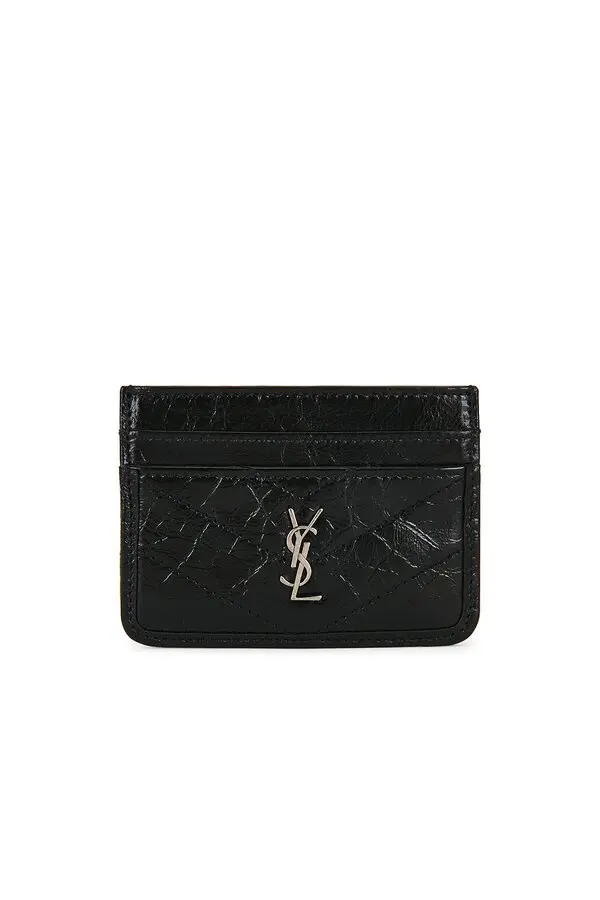 Saint Laurent Credit Card Case In Black - Nero